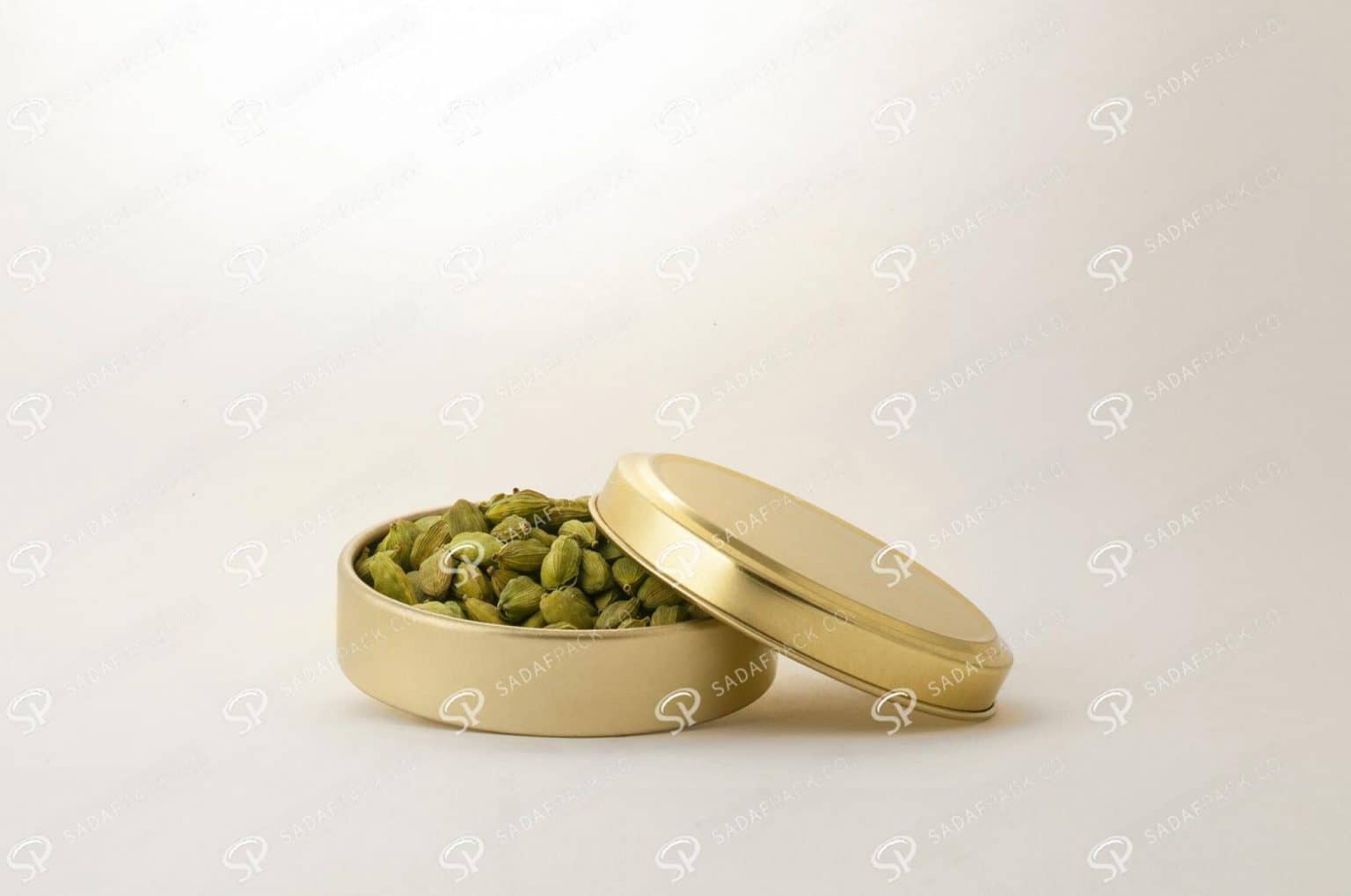 Saffron Metal Container Gold 200 without window - SadafPack