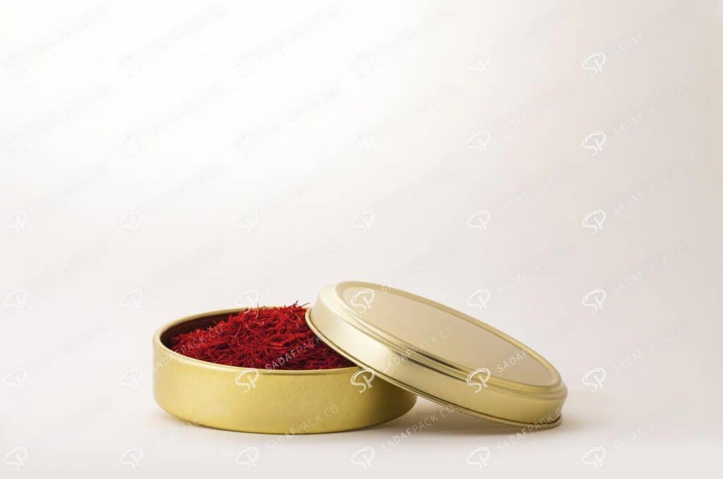 Saffron Metal Container Gold 300 without window - SadafPack