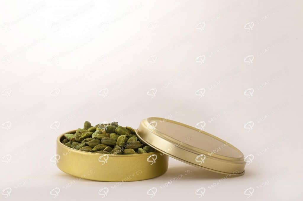 Saffron Metal Container Gold 300 without window - SadafPack